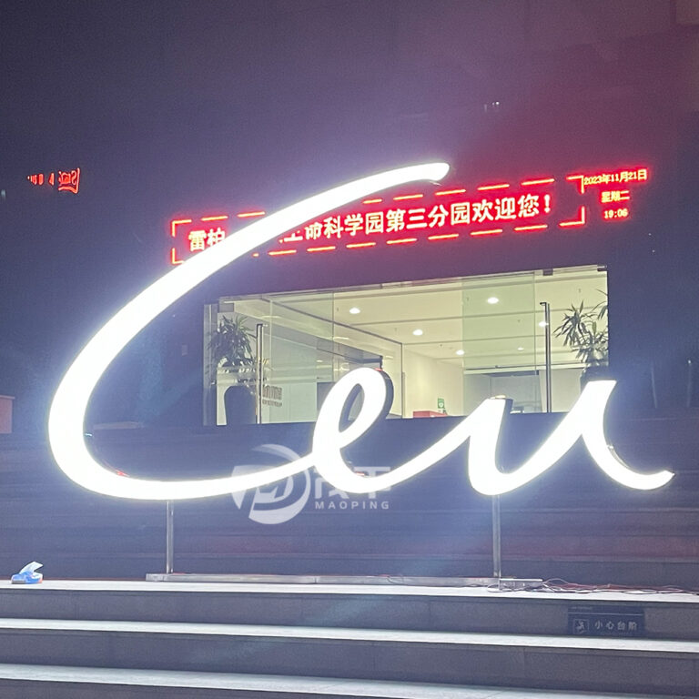 Creative stainless steel letter sculpture with LED light for outdoor ...